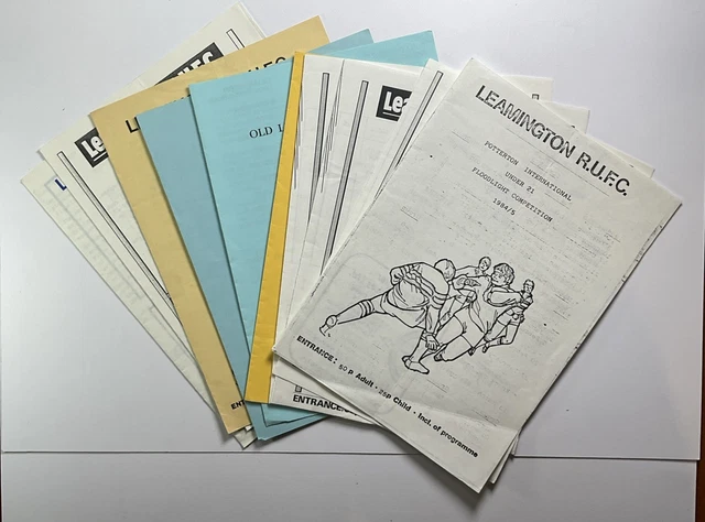 10 X LEAMINGTON/OLD Leamingtonians Rugby Programmes; 1985 to Listed £1. ...