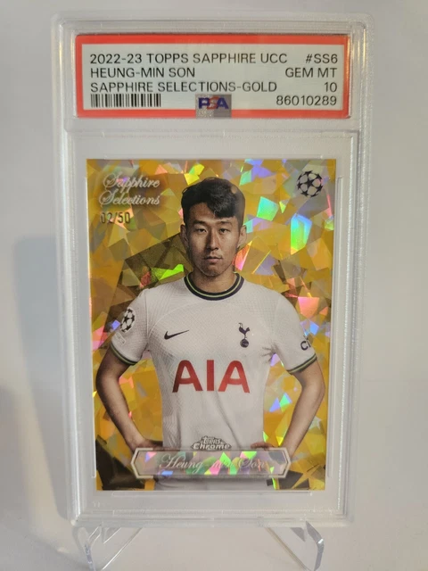 2022-23 TOPPS ZAFFIRO UCL Selezioni zaffiro Heung Min Son oro/50 PSA 10 EUR 320,50 - PicClick IT
