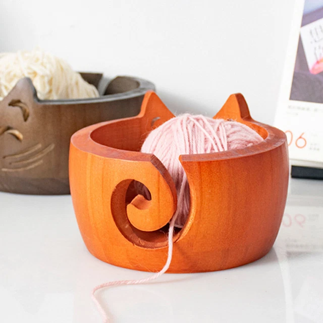 WOODEN YARN BOWL Practical Yarn Bowl Tidy For Home For Knitting £19.22 ...