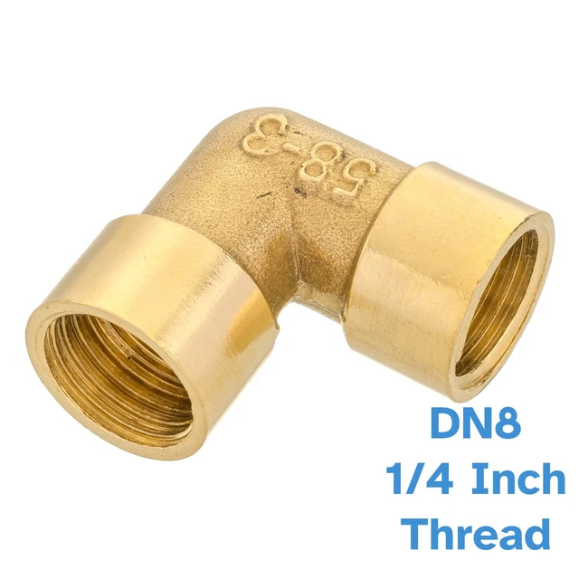 THREADED BRASS ELBOW 1/4" BSP Female To Female Pipe Fitting 90 Degree ...
