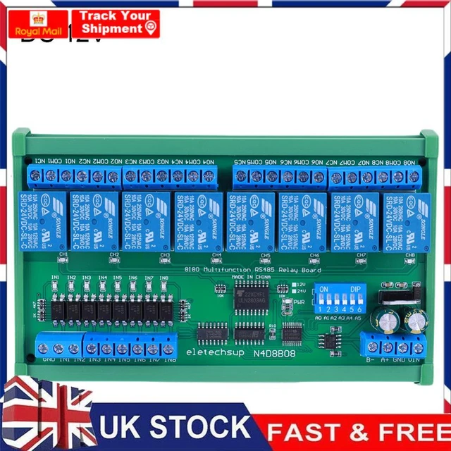 8CH UART RS485 Relay Module DIN35 C45 Modbus RTU Control Switch Board(DC 12V) £18.29 - PicClick UK