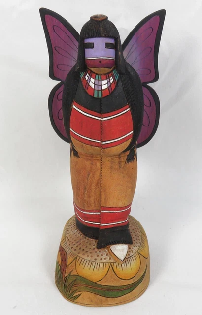 HOPI BUTTERFLY KACHINA/KATSINA Alvin Navasie Carved Wood Native ...