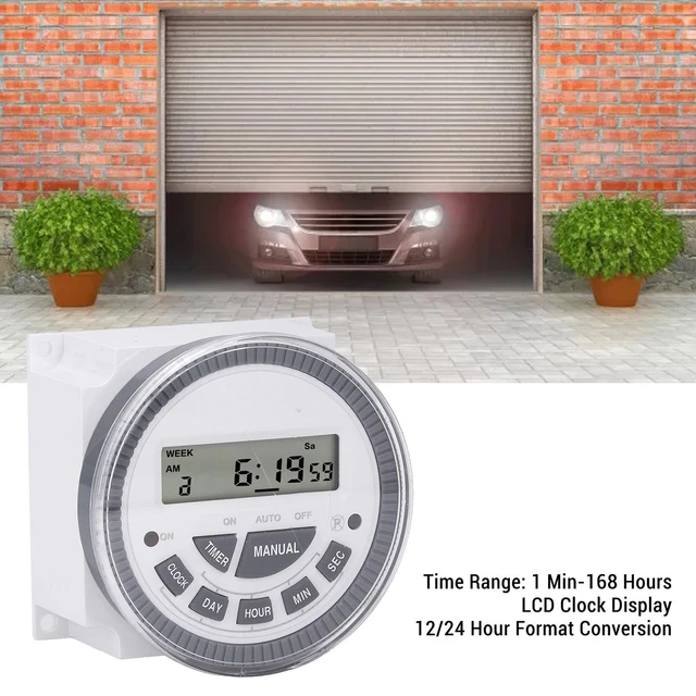 DIGITAL TIMER SWITCH 1 Min-168 Hours AM PM Conversion Timing Control ...