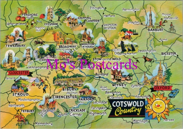 MAPS POSTCARD - Map of The Cotswold Country, Villages and Towns RR21205 ...