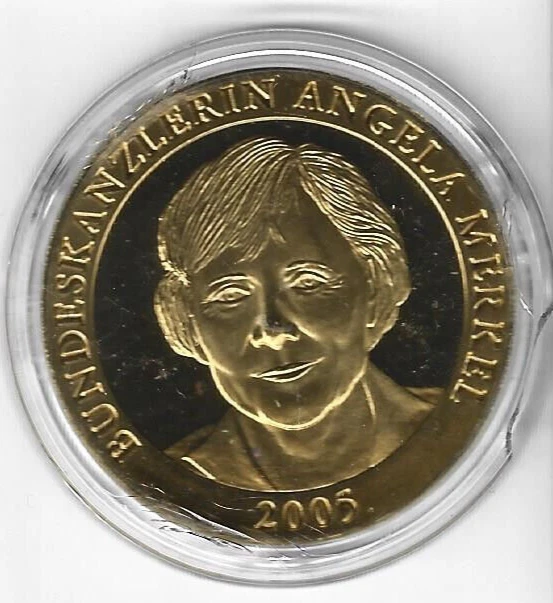 BUNDESKANZLERIN ANGELA MERKEL 2005 - Medaille Gedenkprägung 24-Karat ...
