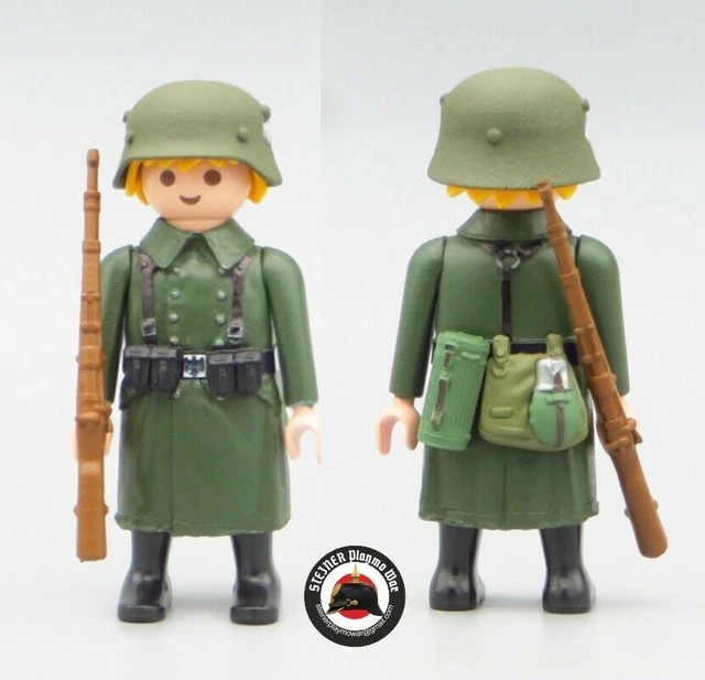 PLAYMOBIL CUSTOM WW2 WORLD WAR Soldier GERMAN ARMY COAT RIFLE Weapon 02 ...
