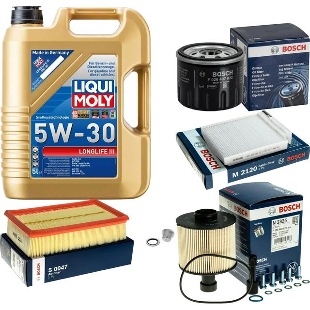 BOSCH INSPECTION SET 5 LIQUI MOLY Longlife 3 5W-30 pour Nissan NV200 / EUR 137,00 - PicClick FR