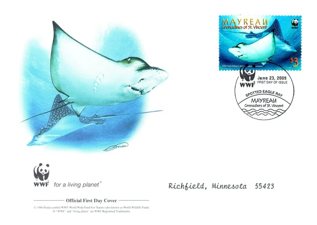 SPOTTED EAGLE RAY WWF Stamp World Wildlife Fund Official First Day ...