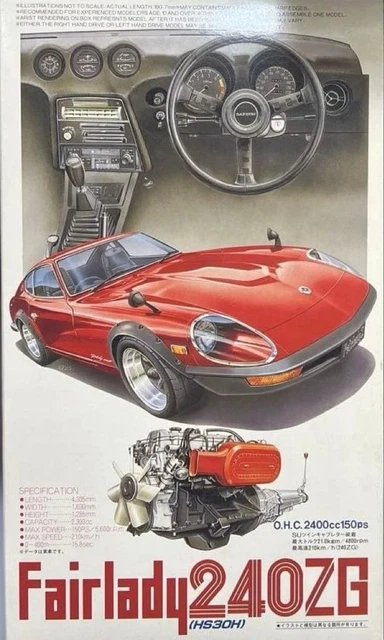 FUJIMI 124 SCALE Nissan Fairlady 240ZG Model Kit with Metal Engine ...
