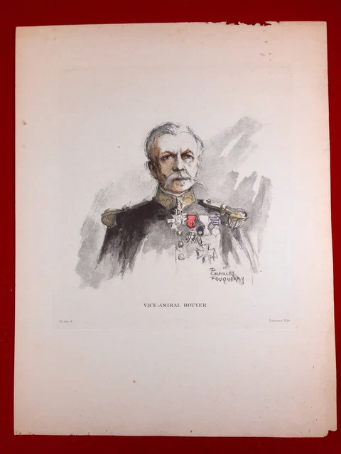 VICE ADMIRAL ROUYER 1920 Marine Charles Fouqueray Lithography Antique ...