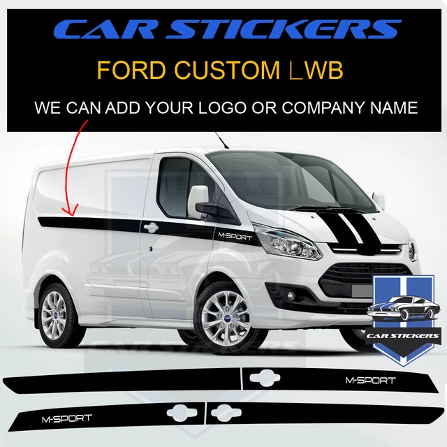 FORD TRANSIT CUSTOM Side + Bonnet Decals Racing Stripes Van Stickers ...