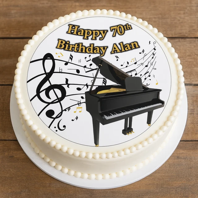 PIANO EDIBLE ICING Cake Topper Personalised Birthday Decoration – 7.5 ...