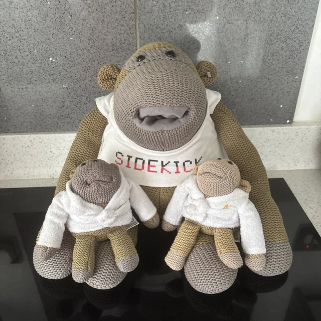 PG TIPS TEA Large ITV Digital SIDEKICK MONKEY Soft Toy 2001 x2 small ...