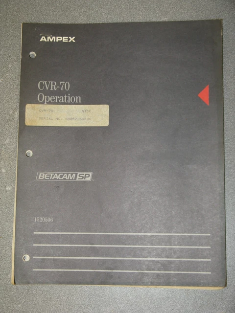 AMPEX CVR-70 BETACAM SP Bedienungsanleitung Beta Video ...