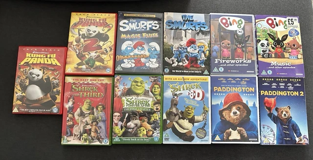 11 X KIDS DVD’s Paddington/Shrek/Smurfs/Kung Fu Panda/Bing Bundle £1.13 ...
