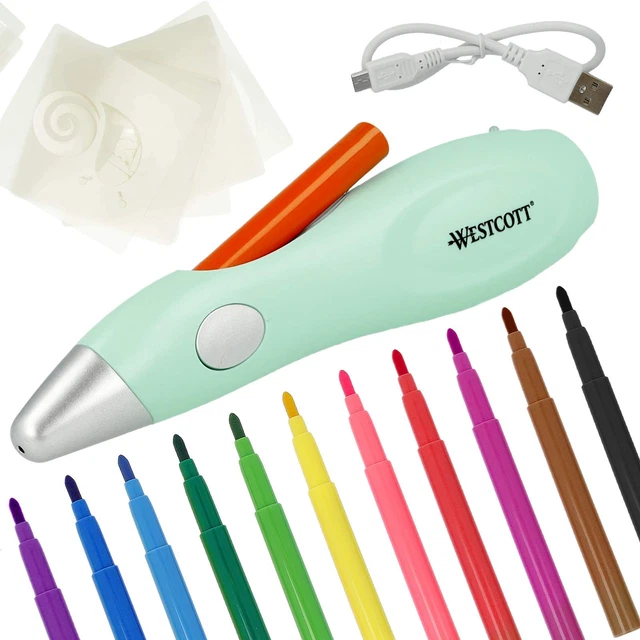WESTCOTT ELECTRIC PAINT spray pen, airbrush set for kids with 12 felt ...