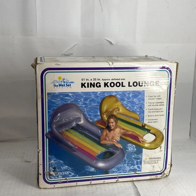 VINTAGE WET SET Intex Recreation Silver King Kool Lounge Pool Float New ...