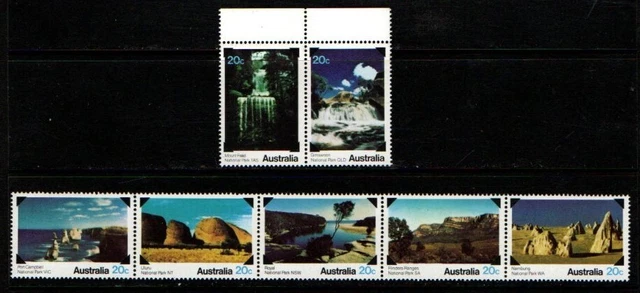 AUSTRALIA 1979 NATIONAL Parks complete pair plus strip of 5 SG708-14 ...