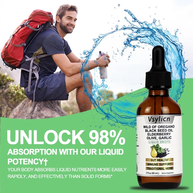 NATURALS WILD OREGANO Black Seed Oil Drops for Gut Health & Immune ...