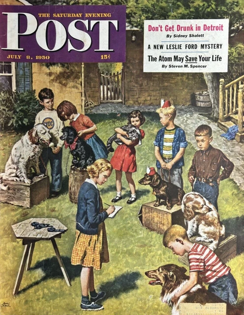1950 AMOS SEWELL Saturday Evening Post Pet Show Original Magazine Cover ...