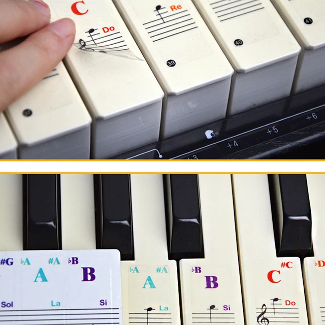 KIDS CLEAR LETTER For Beginners Removable Piano Keyboard Sticker ...