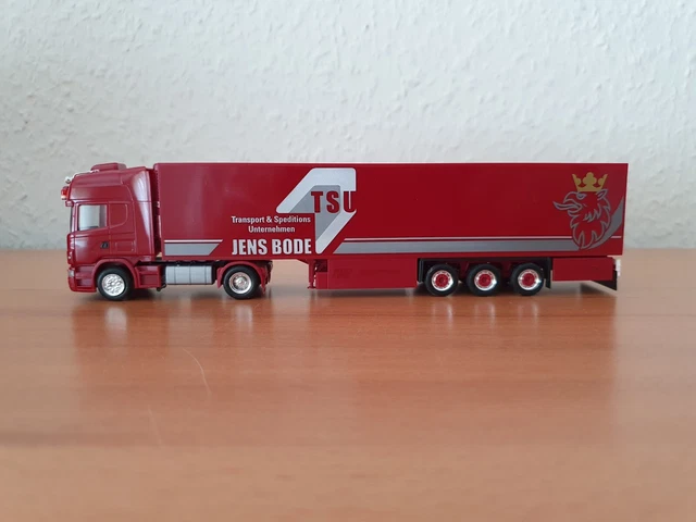 SPEDITION TSU BODE - seltener Scania Kühl SZ Modell Lkw H0 1:87 weinrot ...