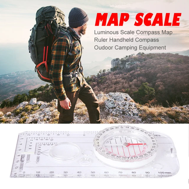 ACRYLIC DRAWING SCALE Compass Map Ruler Pointing Guide Portable ...