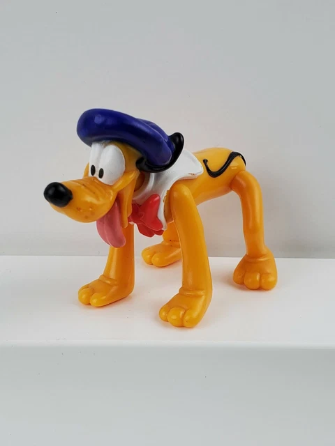 VINTAGE DISNEY PLUTO Cake Topper Plastic Toy Figure Blue Hat Movable ...