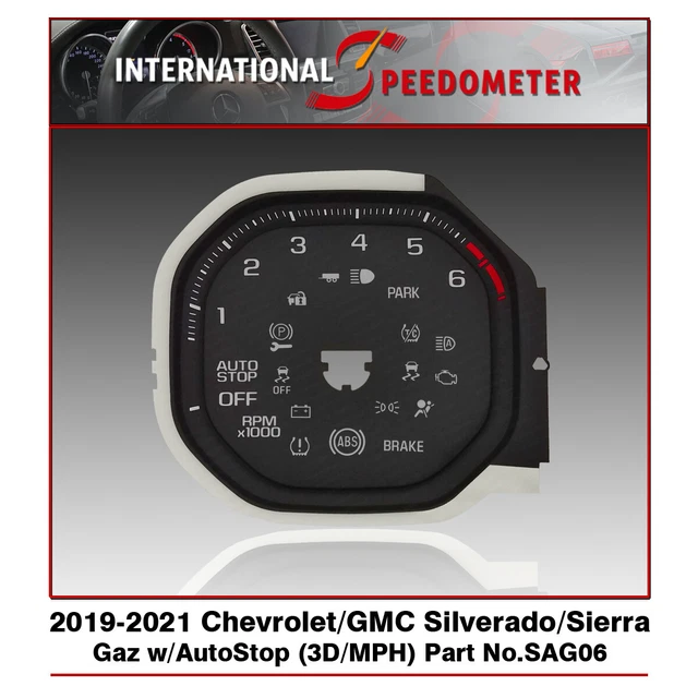 SPEEDOMETER FACEPLATE FITS a 19-21 Chevy/GMC Silverado/Sierra 3D/ASO ...
