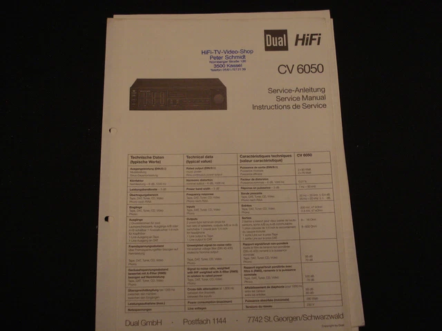 ORIGINAL SERVICE MANUAL Schaltplan Dual CV 31 EUR 12,50 - PicClick DE