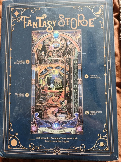 DIY BOOK NOOK Doll House Fantasy Store Miniature Wooden Bookshelf Model ...