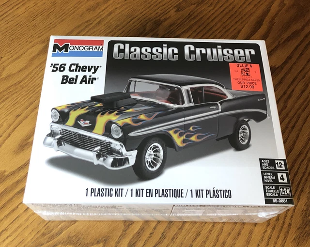 MONOGRAM ‘56 CHEVY Bel Air Classic Cruiser Model Kit 1/24 Scale Black W ...