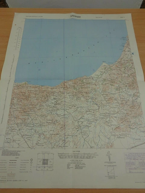 WW2 (1943) US Army Map entitled "SAMMAR" (NORTHERN MOROCCO) First ...
