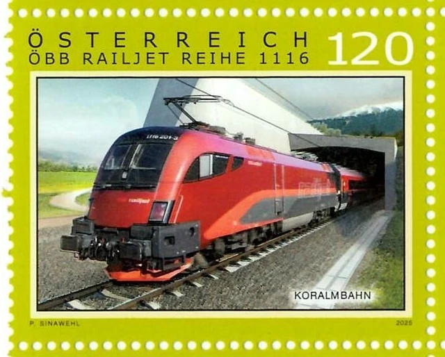 AUSTRIA 2025 - Koralmbahn, ÖBB-Railjet der Reihe 1116 (1,20) EUR 1,80 ...