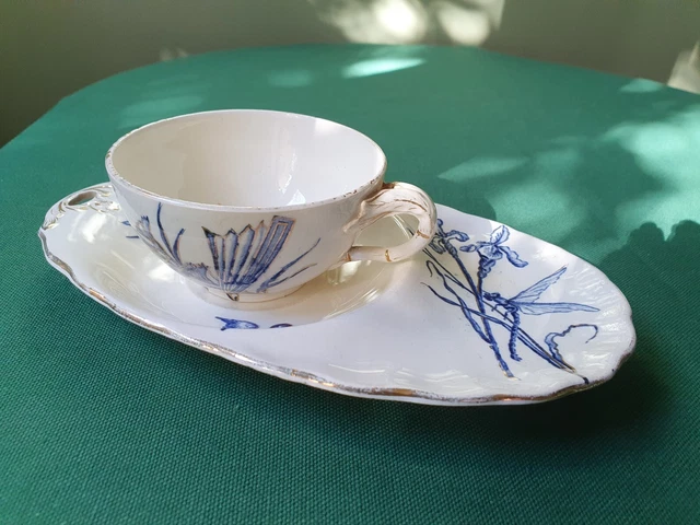 TASSE EGOÏSTE FAÏENCE XIX ème (Insecte, Fleurs, Canard, motifs ...