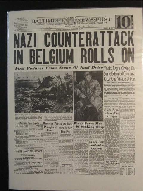 VINTAGE NEWSPAPER HEADLINE~WORLD War 2 German Nazi Army Attack Belgium ...