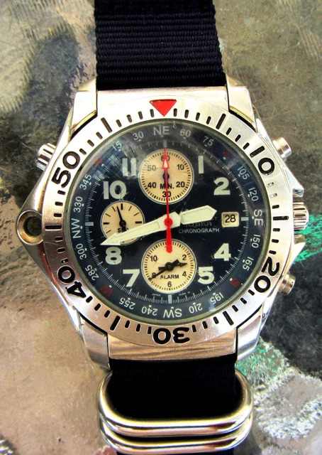RARE ALBA (SEIKO) - 7T62-X091 alarm chronograph compass 10Bar JPH £99. ...