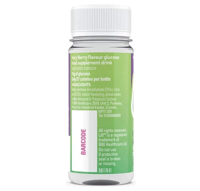 LIFT FAST-ACTING GLUCOSE Energy Juice Shots, Very Berry, 12 Pack of 60 ...