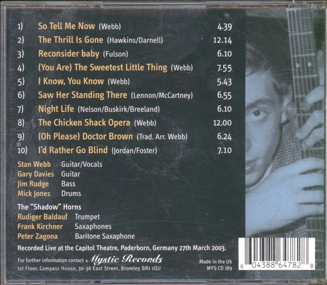 STAN WEBB'S CHICKEN Shack Still Live After All These Years CD UK Mystic ...