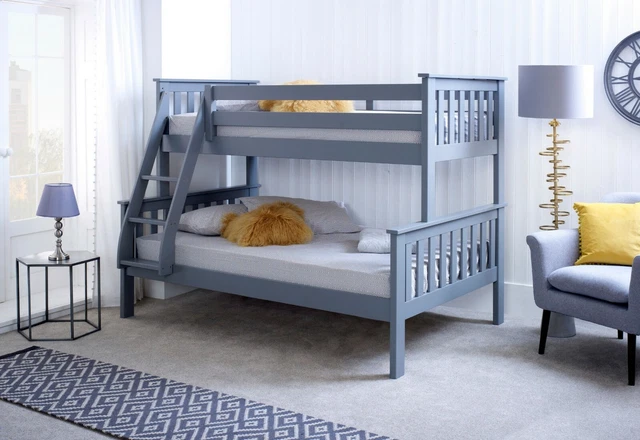4FT ABOVE 3FT Triple Trio wood bunk beds.White,Pine,Grey Twin Stacker ...