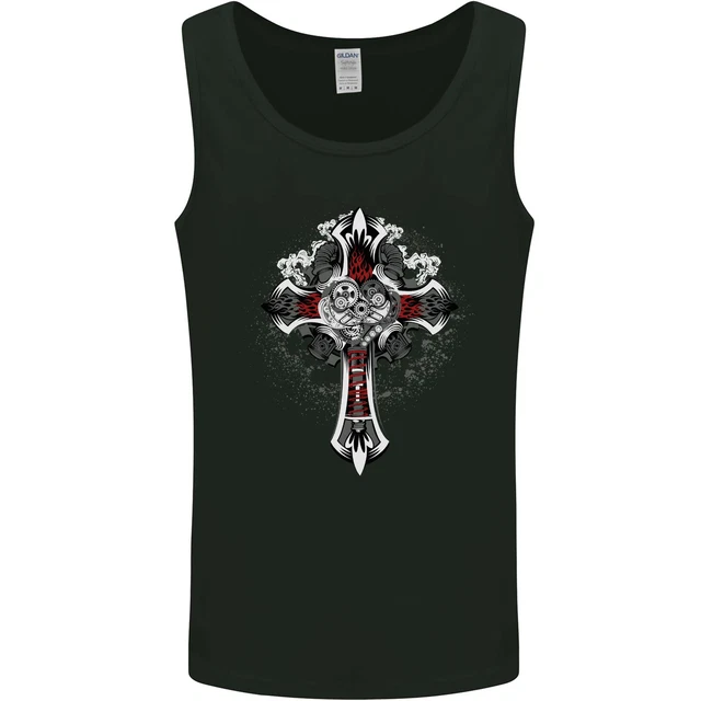 STEAMPUNK CROSS GOTHIC Heavy Metal Biker Mens Vest Tank Top $22.20 ...