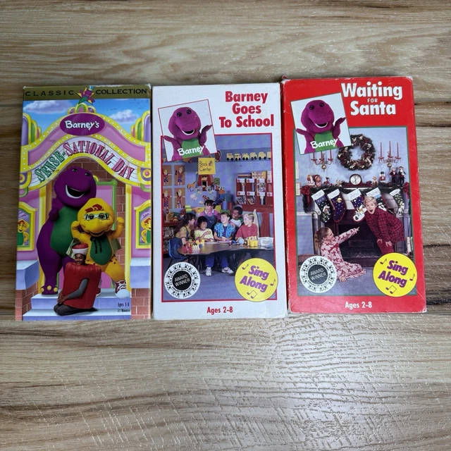 3 EARLY 90’S Barney VHS Tapes ~ Sensational Day, Waiting For Santa ...