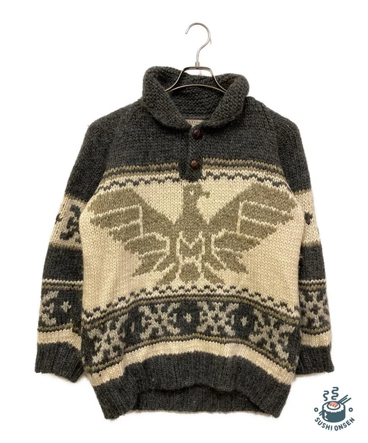 CREATION CUBE CREATION Cube / Henley Neck Cowichan Sweater Size: M Gray ...