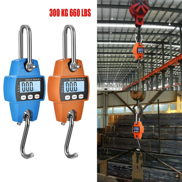 300KG/600LB DIGITAL CRANE Scale LCD Heavy Duty Industrial Hook Hanging ...