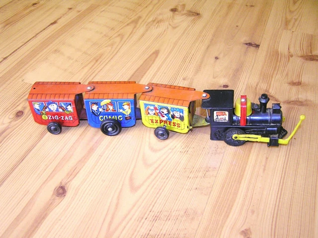 VINTAGE TIN TOY Train Wind Up Zig-Zag Express, Western, Comic £11.82 ...