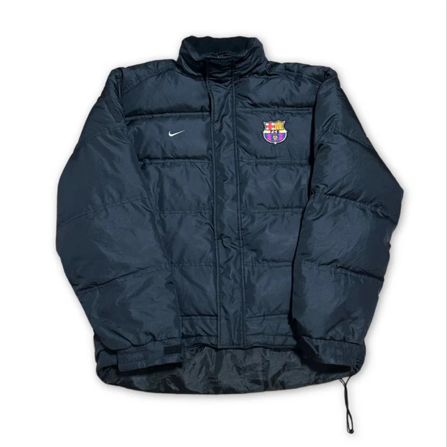 MENS VINTAGE NIKE FC Barcelona Puffer Jacket Small/Medium Black 00’s ...