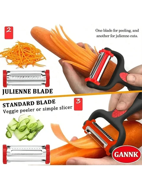 3 IN 1 Potato Vegetable Fruit Peeler Julienne Slicer Kitchen Tool UK £4 ...