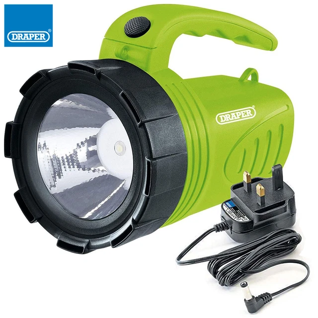 RECHARGEABLE SPOTLIGHT TORCH 3W Li-ion 200 Lumen Brightness Green ...