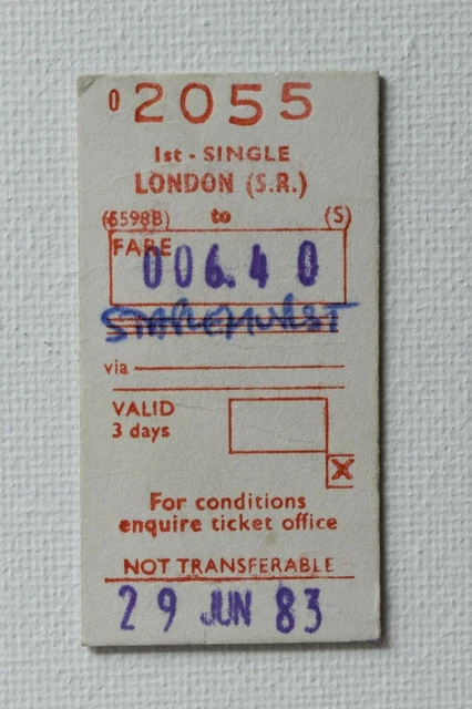 RAILWAY TICKET LONDON to STAPLEHURST 1983 No. 2055 EUR 4,28 - PicClick IT