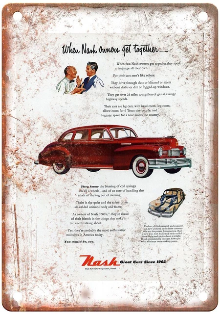 VINTAGE 1948 NASH Automobile Ad Retro Look Reproduction Metal Sign ...